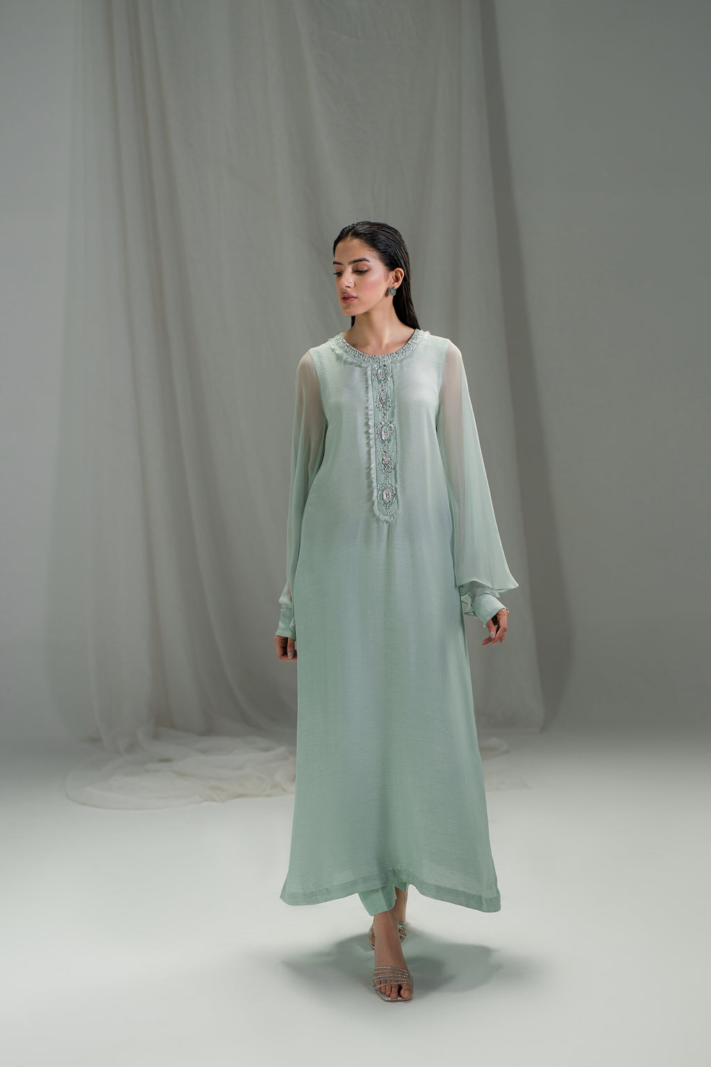 Regal Pastel Long Tunic (D-03) – Ammara Khan
